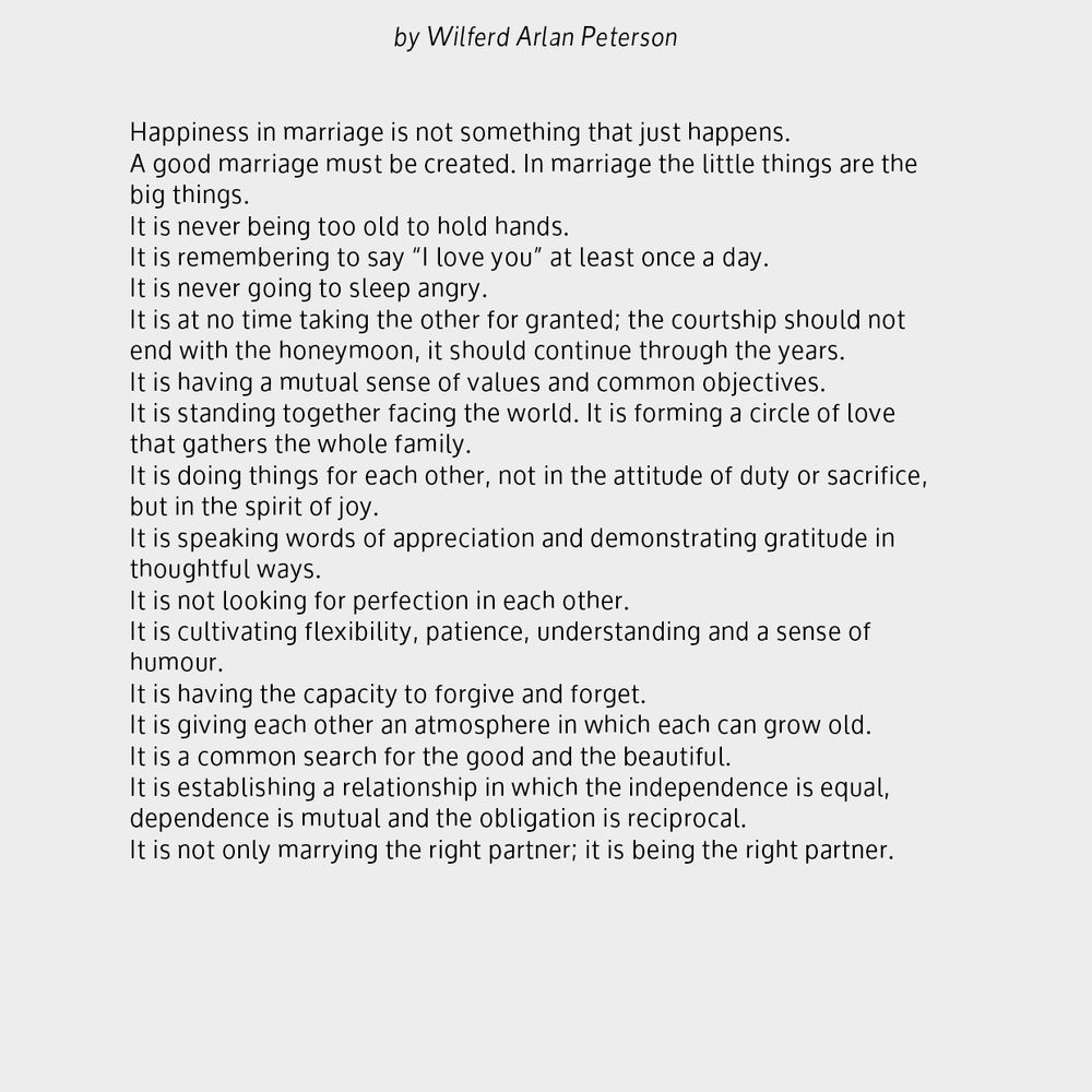 The Art Of Marriage Wedding Reading by Wilferd Arlan Peterson