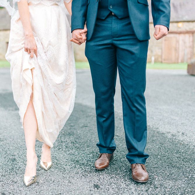 Healey Barn Winter Wedding With Bridesmaids In Navy