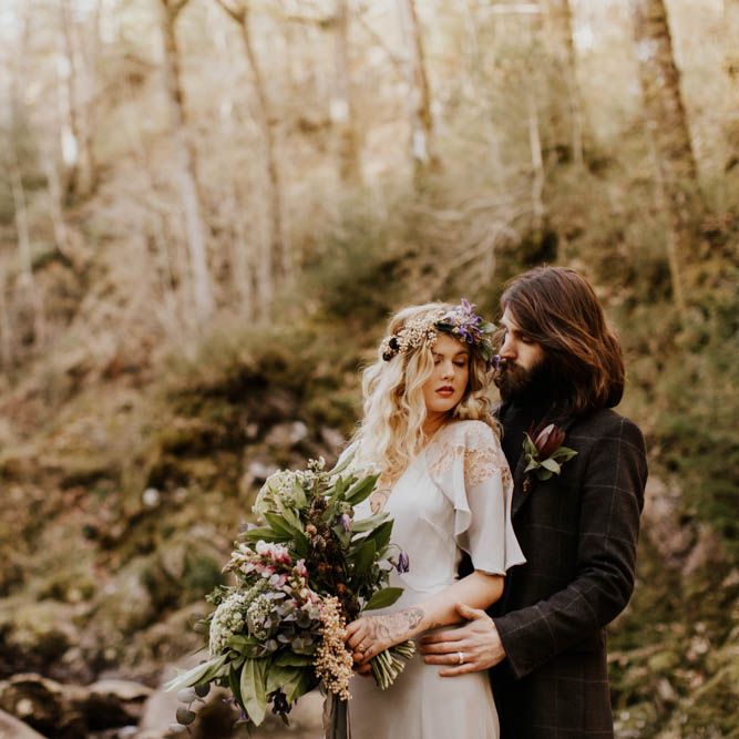 Natural Woodland Highland Bride Inspiration at Loch Lomond, Scotland ...
