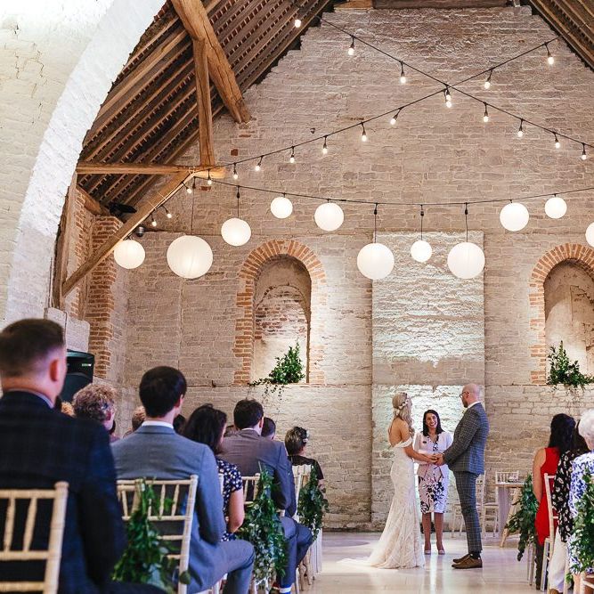Watters Wtoo Bridal Dress & DIY Decor at Rustic Tithe Barn Wedding