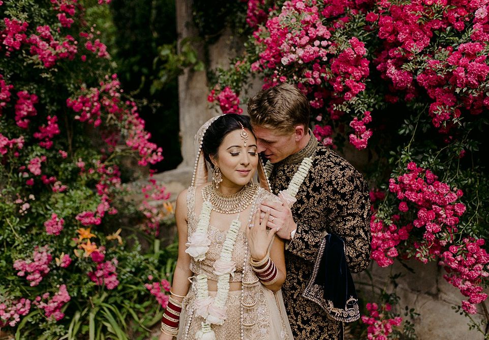 Asian Wedding in Traditional Country House Garden with Seasonal Flowers