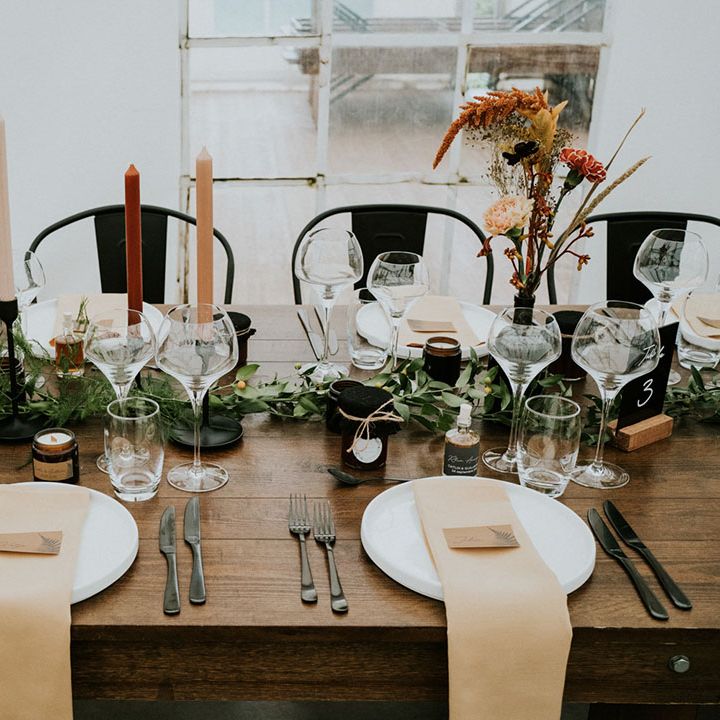 Black Wedding Decor & Autumnal Flowers at French Chateau Wedding