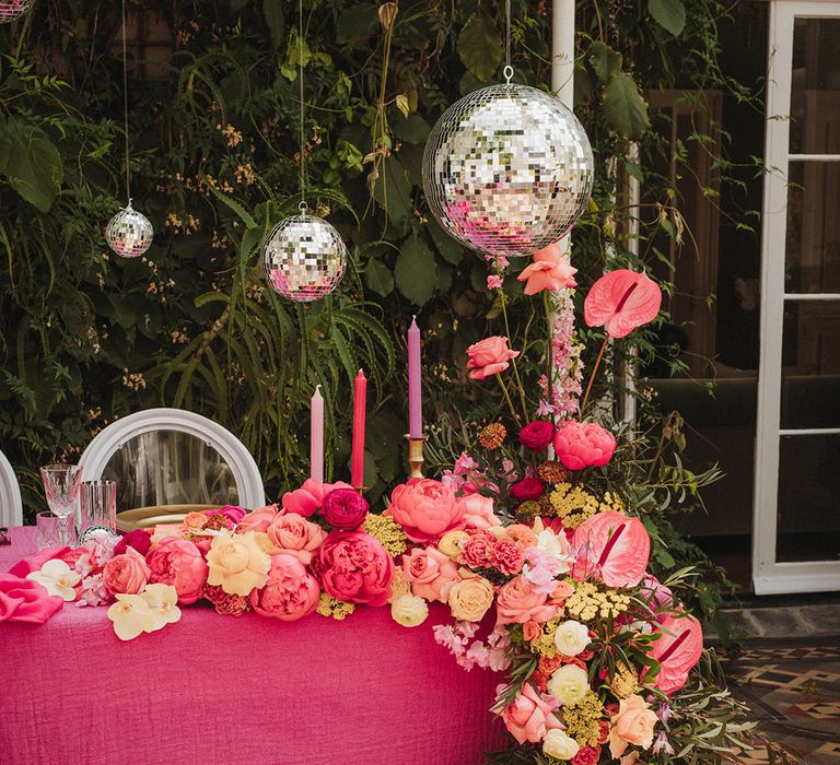 Pink Polstrong Manor Wedding Inspiration With Disco Balls