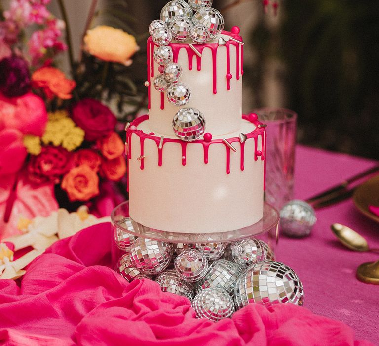 Pink Polstrong Manor Wedding Inspiration With Disco Balls