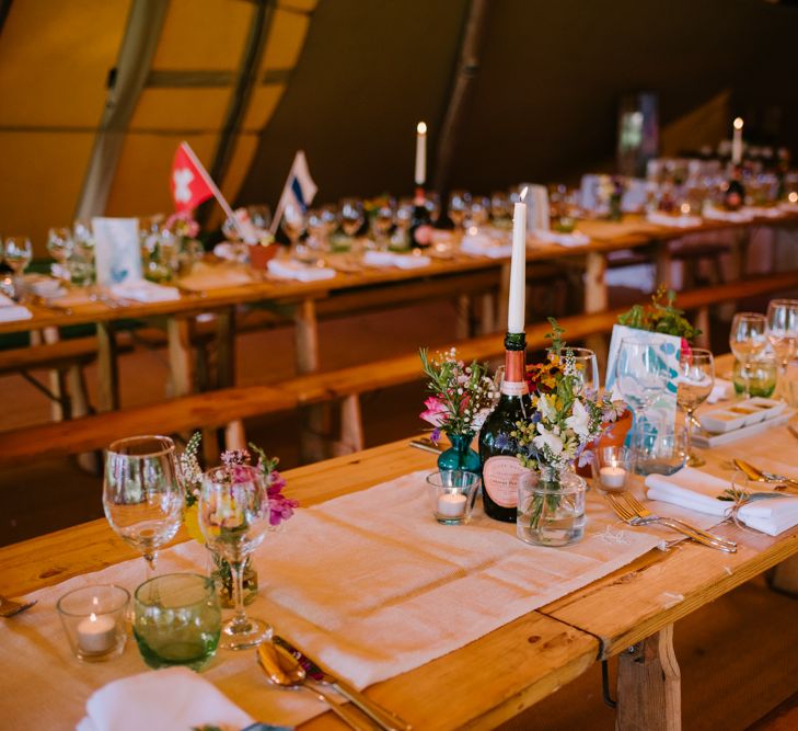Bright Festival Themed At Home Wedding in a Tipi with Wild Flowers ...