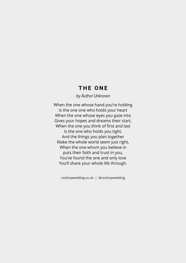 The One Wedding Poem By Author Unknown - Rock My Wedding